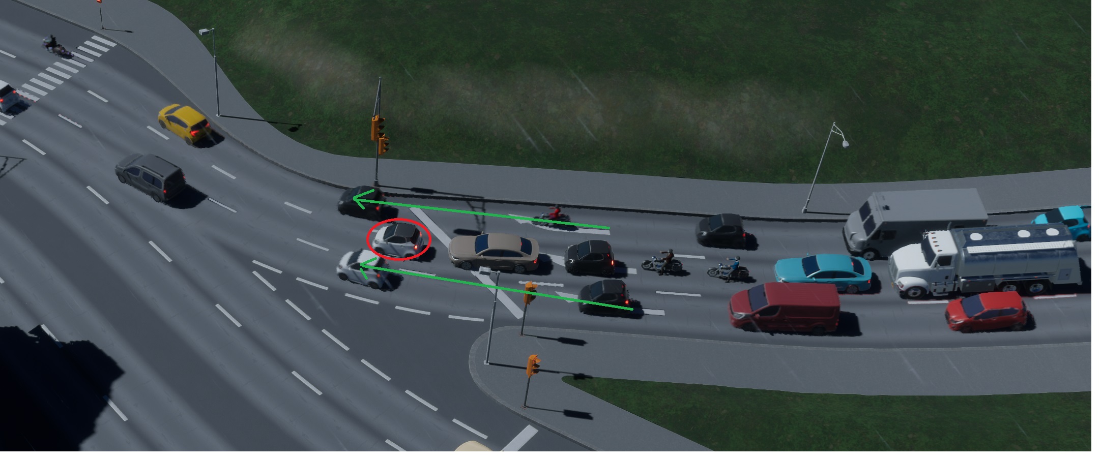 Confirmed - At a three-lane intersection, in the middle lane, the car always stalls (they don't ...